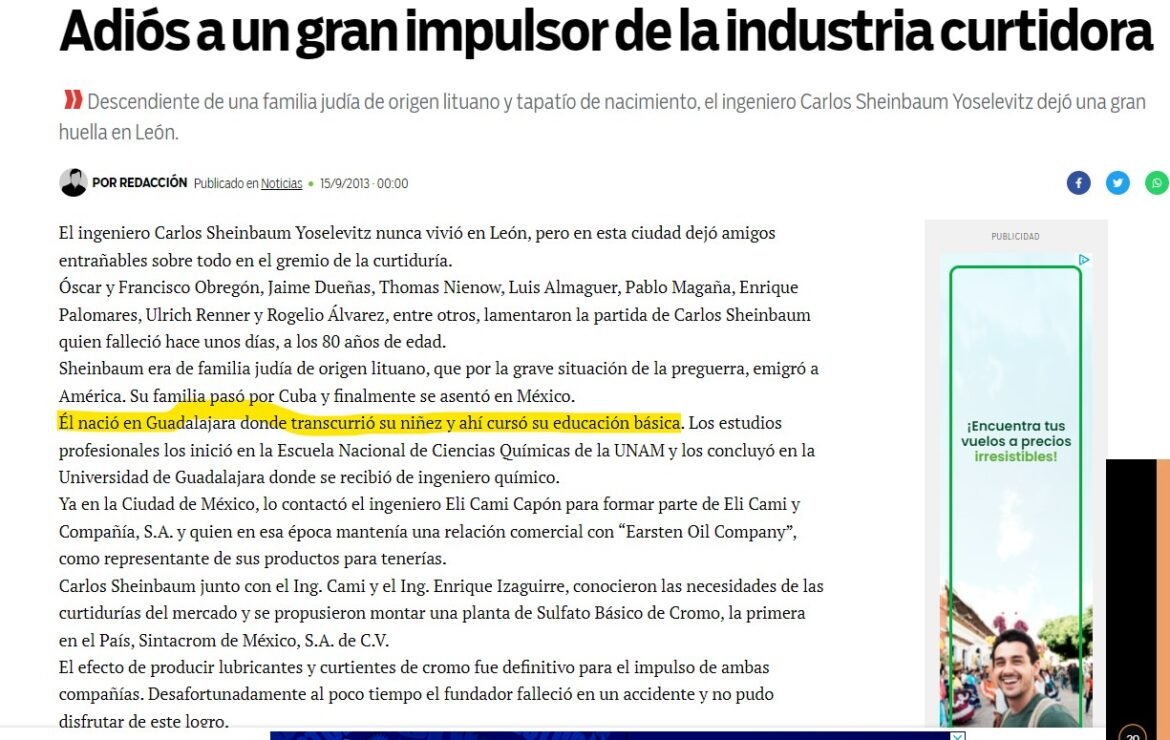 El padre de Sheinbaum no nació “en un cuarto de azotea de La Merced ...